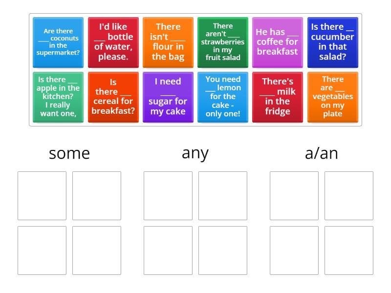 GG2 unit 2 grammar some/any 2 - Group sort