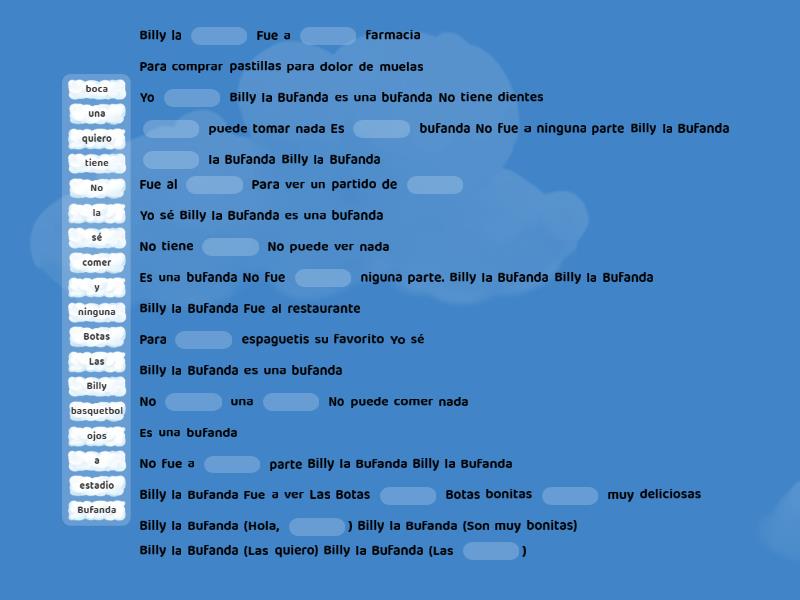 (11) Billy la Bufanda - Complete the sentence
