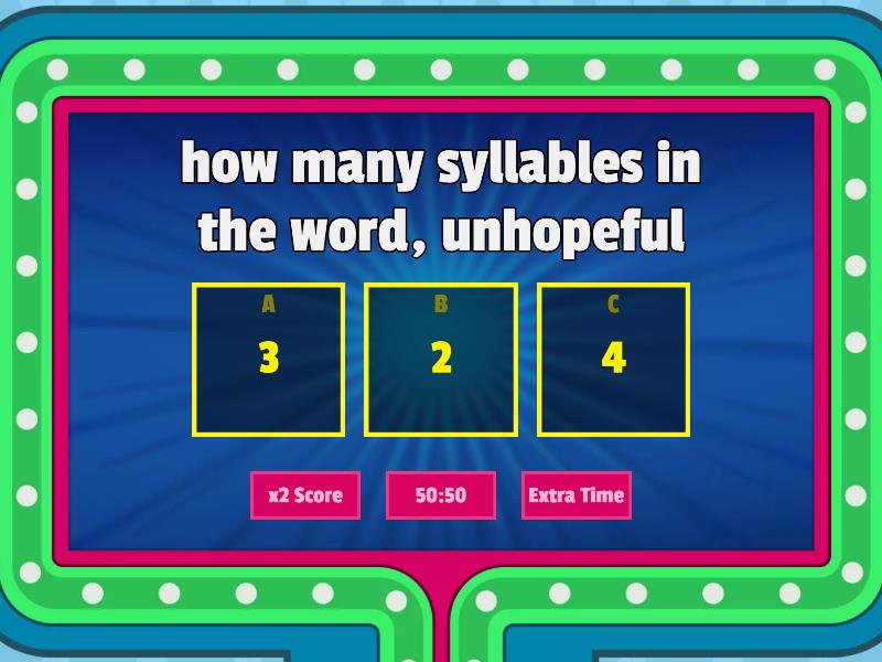 how many syllables? - Gameshow quiz