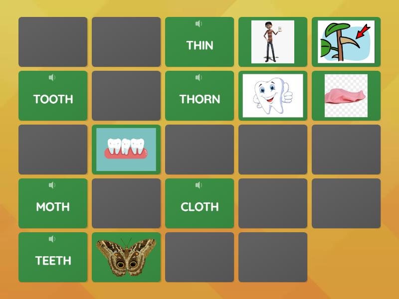 UNVOICED TH MEMORY GAME - Matching pairs