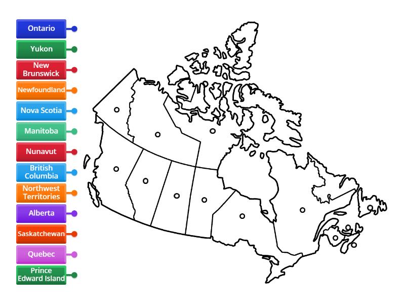 Match the Provinces to the Canada Map - Labelled diagram