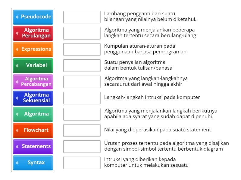 Kuis Algoritma Pemrograman Kelas 8C - Une las parejas