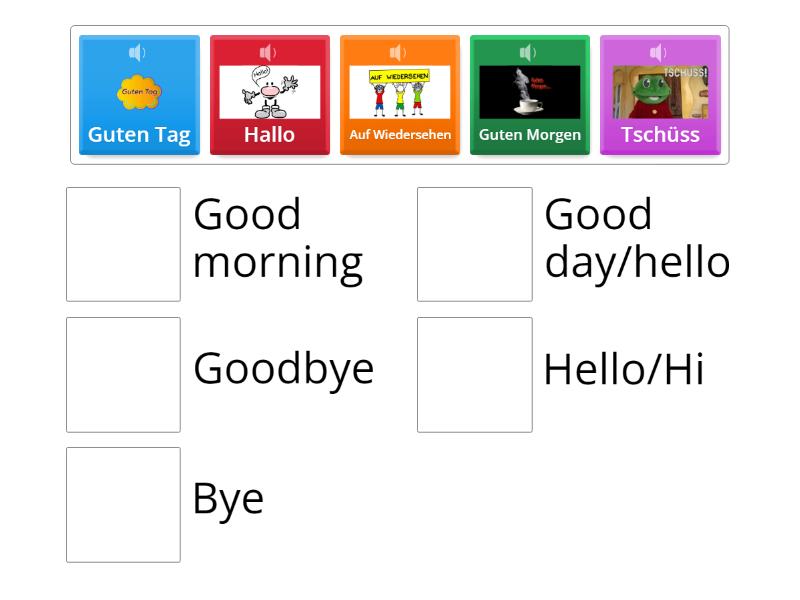 Saying hello and goodbye in German - Match up