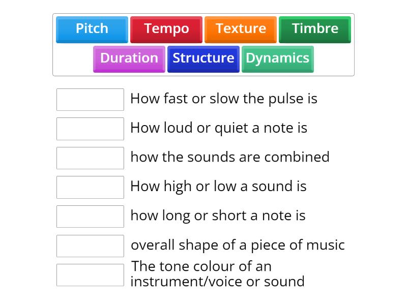The Elements of Music - Match up