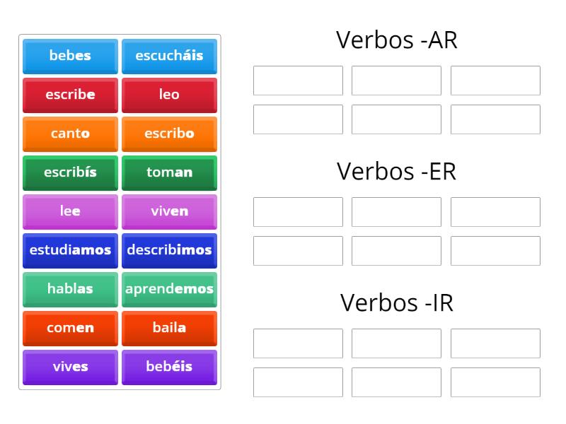 Verbos regulares - Group sort