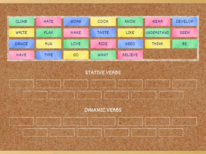 STATIVE AND DYNAMIC VERBS - Group sort