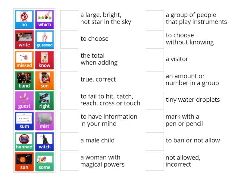 Level 3 Unit 2 Sound Alike Words - Match up