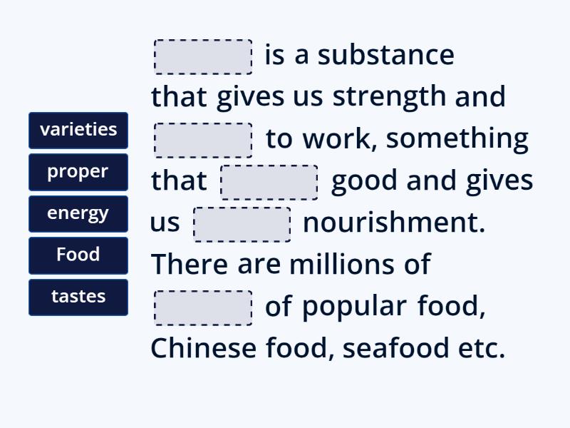 Food/meal/dish - Complete the sentence