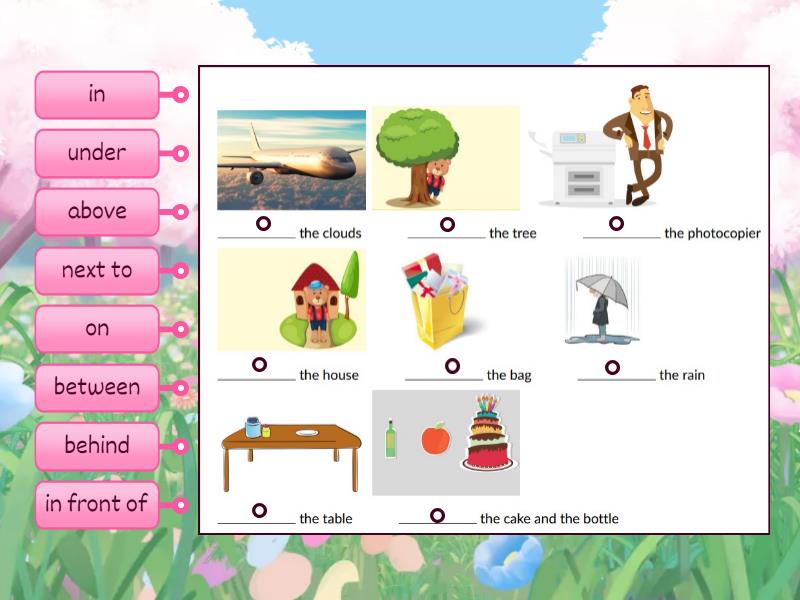 Complete the phrases below (location) - Labelled diagram