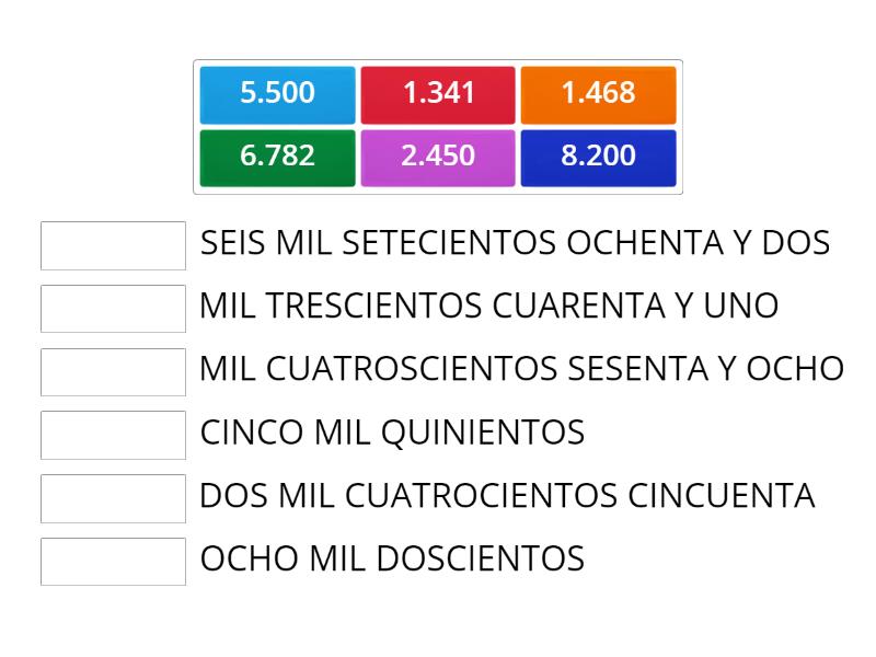 LECTURA Y ESCRITURA DE MILES - Permainan Pencocokan
