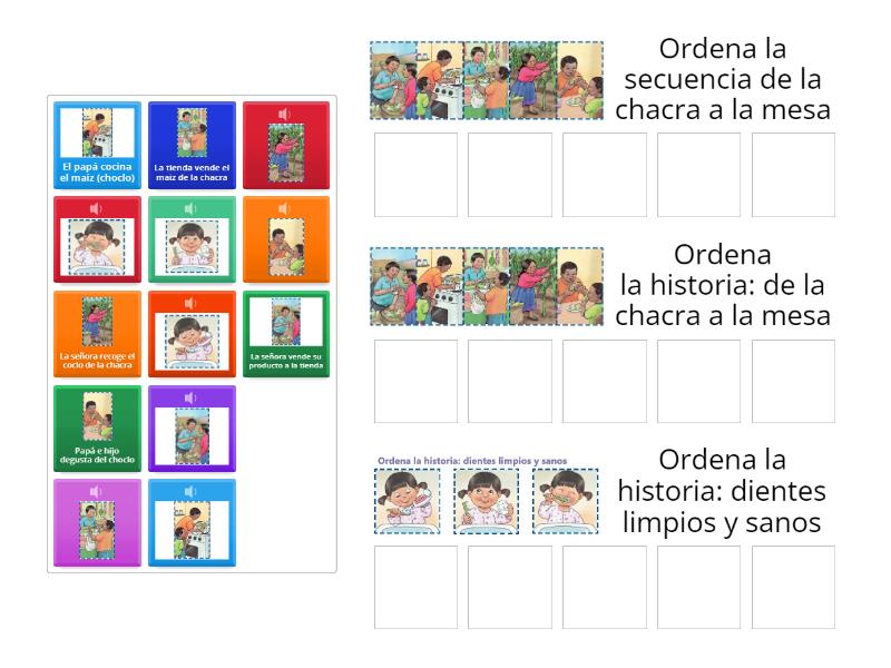 Ordena la historia de la chacra a la mesa - Ordenar por grupo