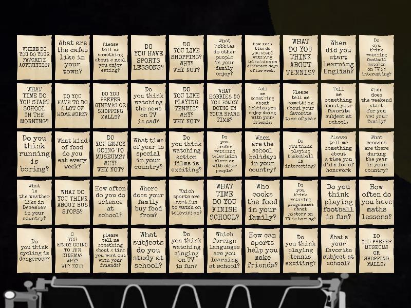 Detective - KET Speaking Exam Practice Questions - Flip tiles