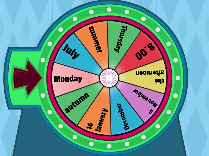 Prepositions of time - Spin the wheel