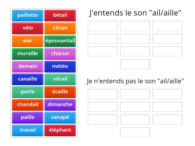 le son ail /aille - Group sort