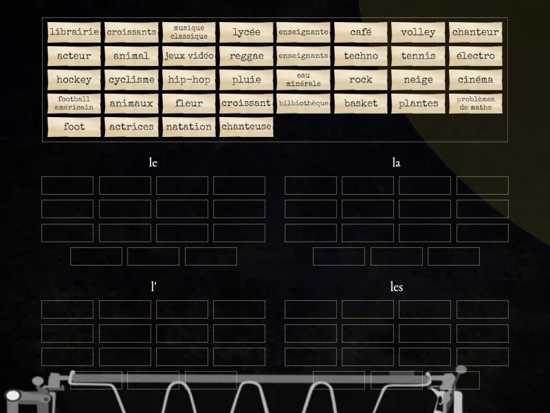Les noms et les articles n°1 et n°2 - Group sort