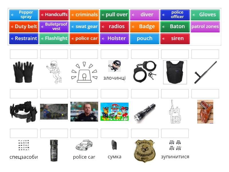 Police equipment - Match up