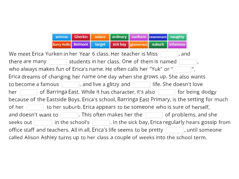 Hating Alison Ashley - Chapter 1 Summary - Complete the sentence