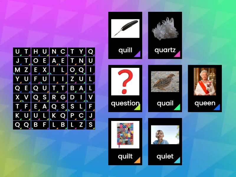 Letter q - word search - MEIE - Wordsearch