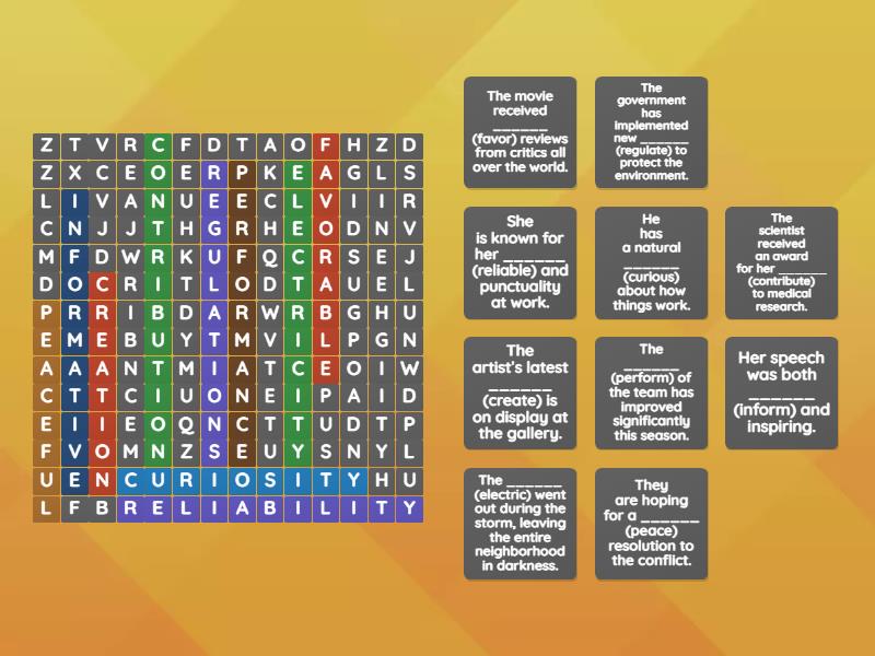 Word formation task (2) - Module 1 - Wordsearch