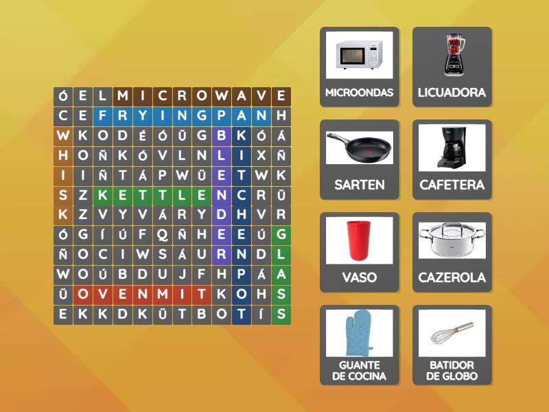 VOCABULARY THE KITCHEN - Sopa de letras