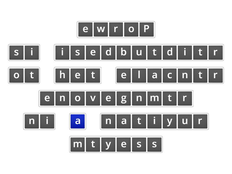 Power Distribution Word Scramble - Anagrama
