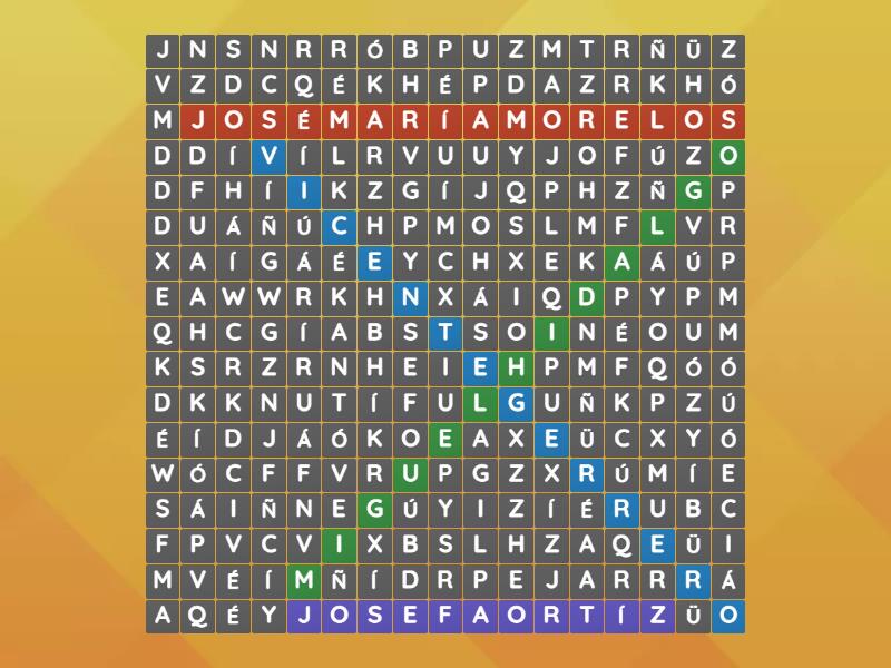 personajes que participaron en la independencia de mexico - Wordsearch