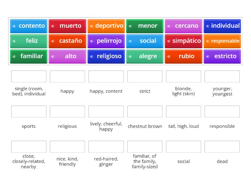 Foundation Family Adjectives - Une las parejas