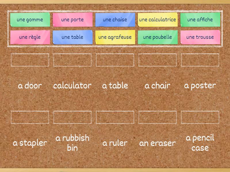 Y8 French Classroom Objects F - Match up
