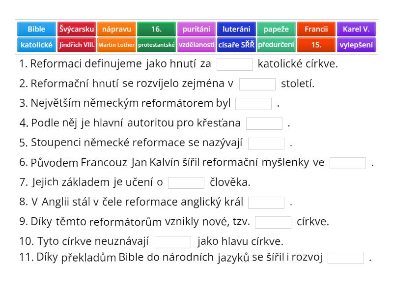 Reformace - Complete the sentence