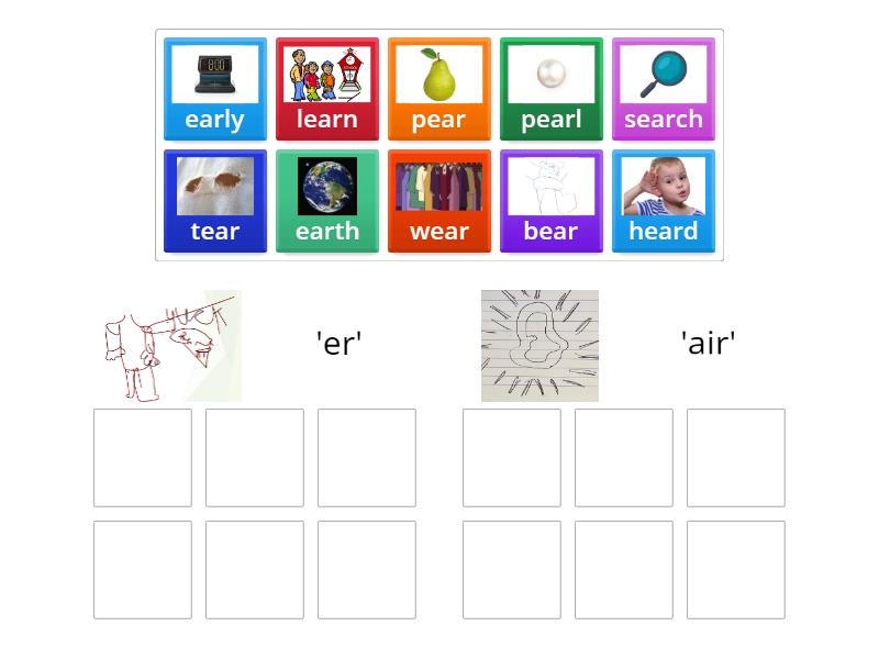 'ear' er/air - Group sort