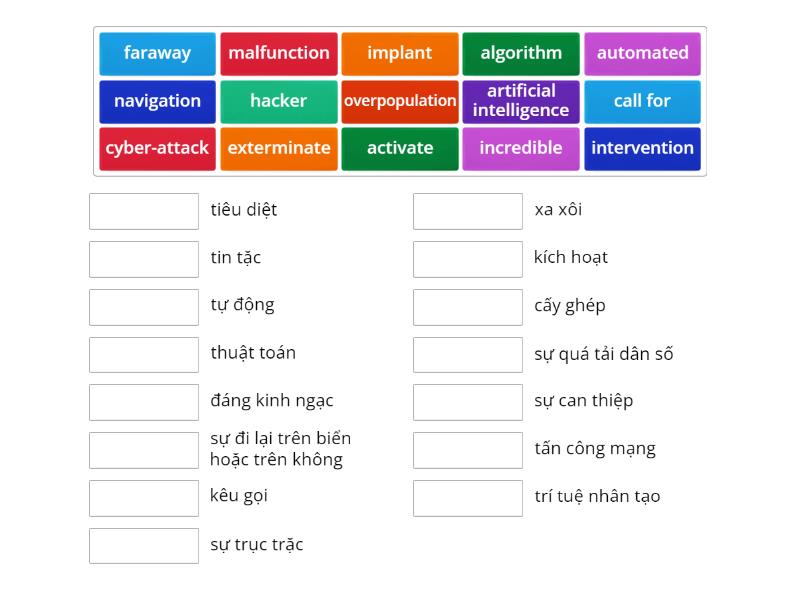 Unit 7. ARTIFICIAL INTELLIGENCE - Match up