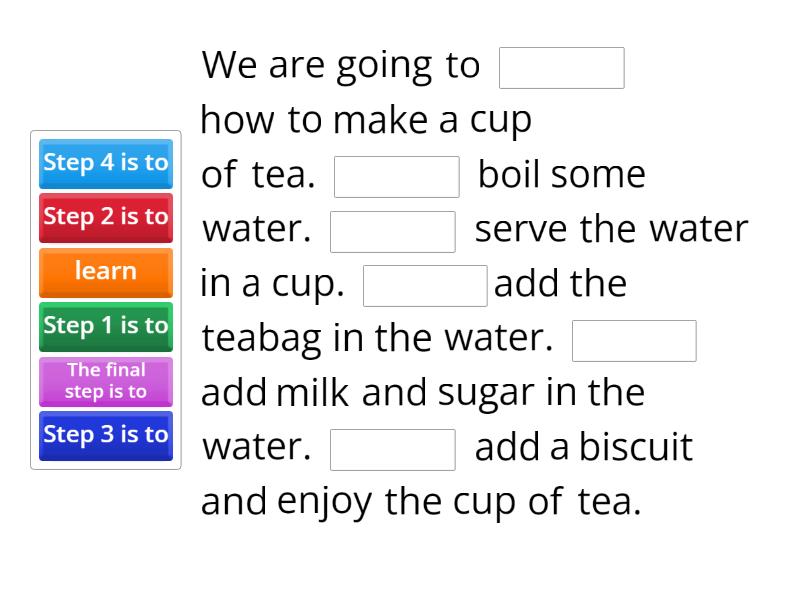 How to write a recipe - tutorial - Complete the sentence