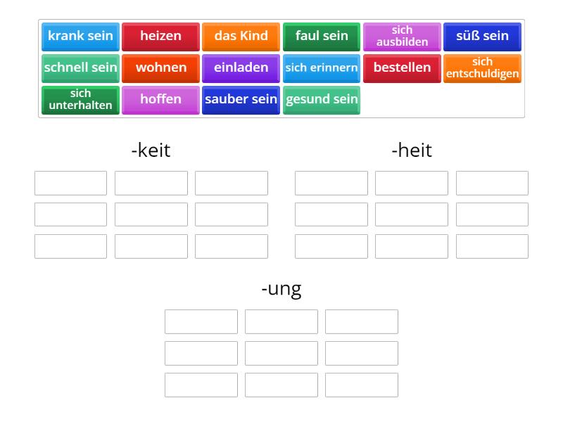 Wortbildung - heit/-keit/-ung - Group sort