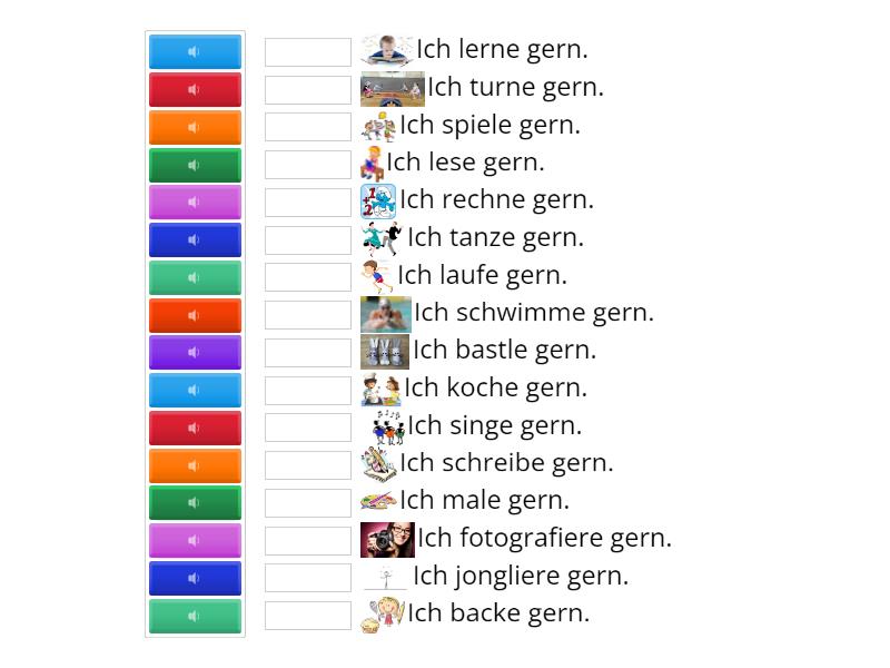 Was machst du gern? - Match up