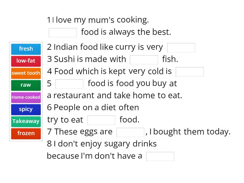 Session 3 - Food and eating habits - Complete the sentence