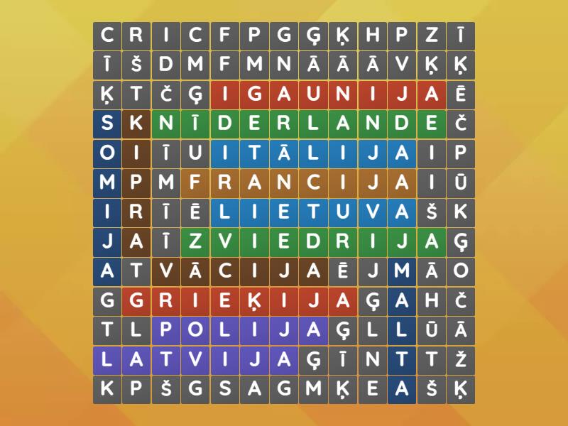 Atrodi 13 ES Valstis - Wordsearch