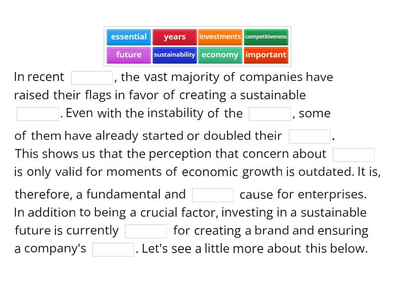 Renewable energies, Sustainability - Complete the sentence