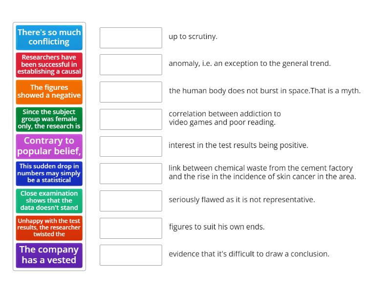 Statistics. Vocabulary - Match up