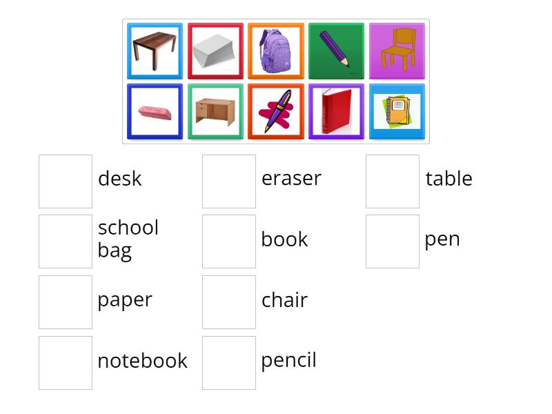 School objects - Match up