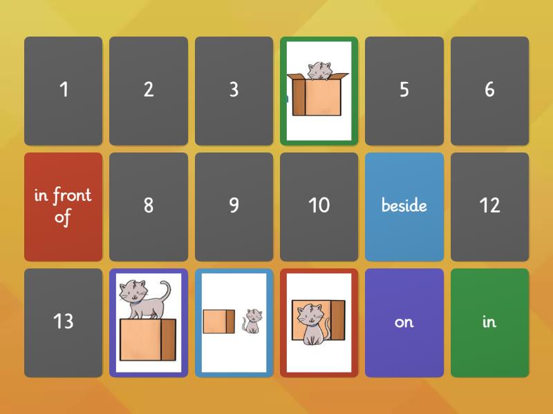 Prepositions of Place (Matching) - Matching pairs