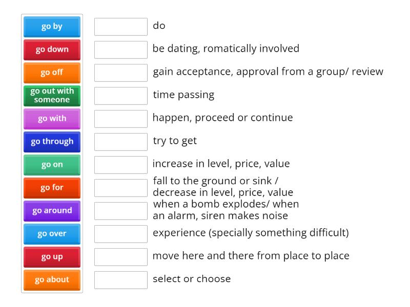 Phrasal verbs with go - Match up