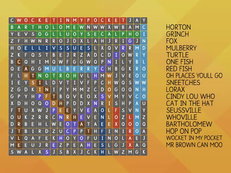 Dr Seuss Word Search - Wordsearch