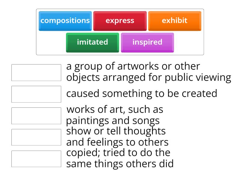 Vocabulary - Week 6 - Match up