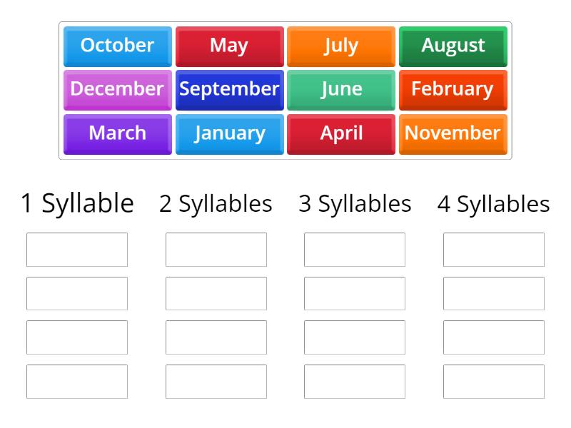 Months Syllable sort - Group sort