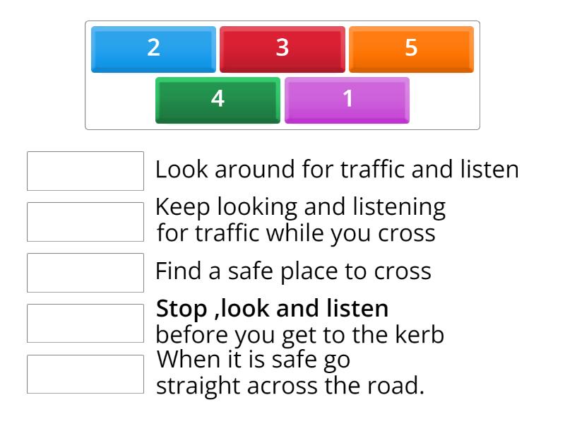 Road Safety - Order the Green Cross Code - Une las parejas