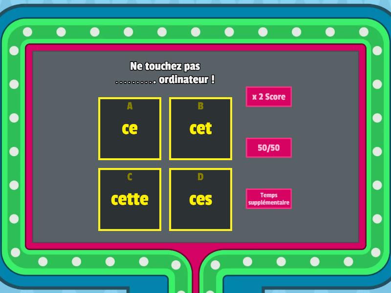 Les adjectifs démonstratifs - Gameshow quiz