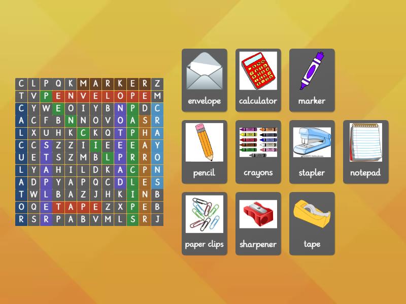 School Supplies - Sopa de letras