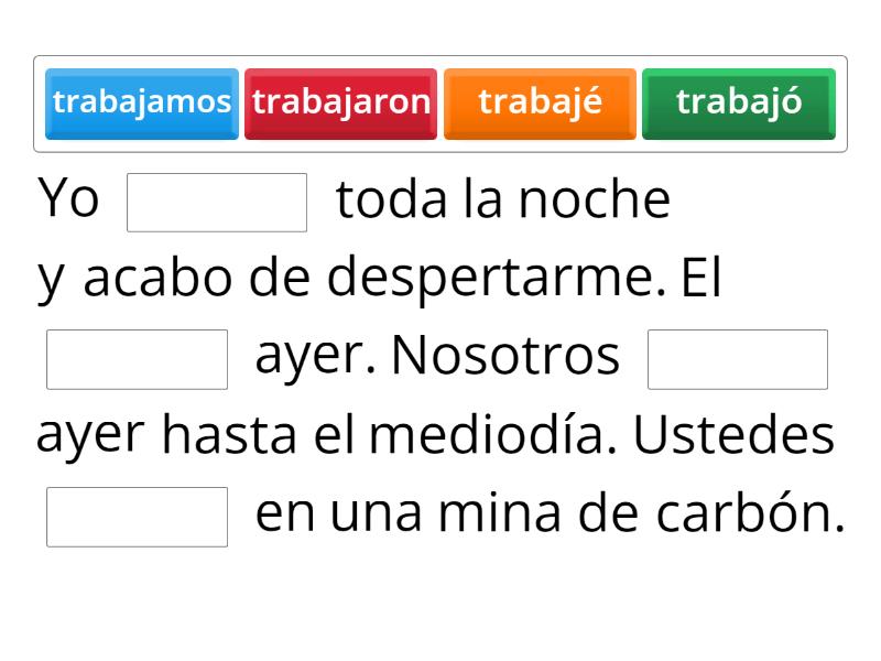 Los verbos "trabajar", "regalar" (pretérito, presente, pretérito ...