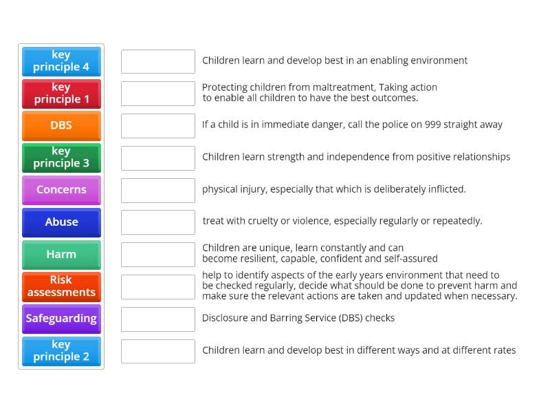 Safeguarding in Early years - Match up