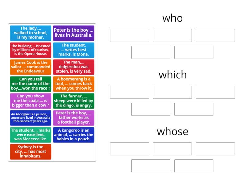 who - which - whose - Group sort